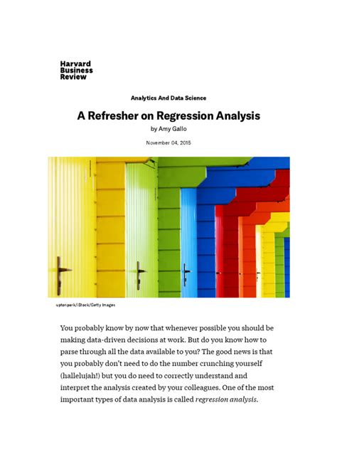 A Refresher On Regression Analysis Pdf Linear Regression Dependent And Independent Variables