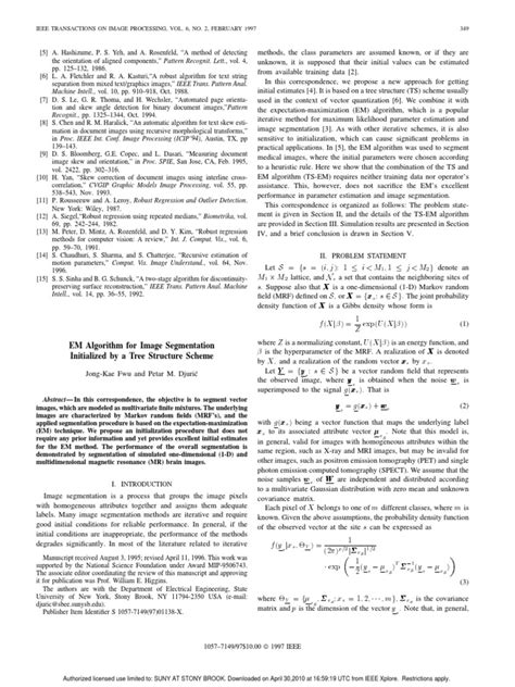 Em Based Medical Image Segmentaiton Pdf Image Segmentation Eigenvalues And Eigenvectors
