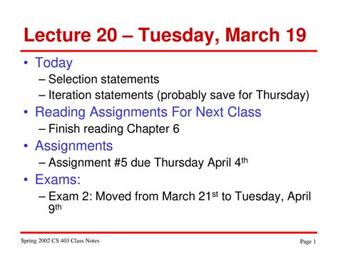 Selection Statements And Iteration Statements Lecture Slides Cs 403