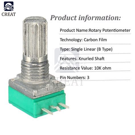 5PCS 6mm 3 Pin Knurled Shaft Single Linear B Type B10K Ohm Rotary Potentiometer DIY Kit LaserSE