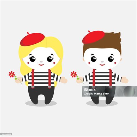 소년과 소녀 만화 스타일 직업에 있는 귀여운 만화 아이 들의 집합입니다 벡터 일러스트 레이 션 공연에 대한 스톡 벡터 아트 및