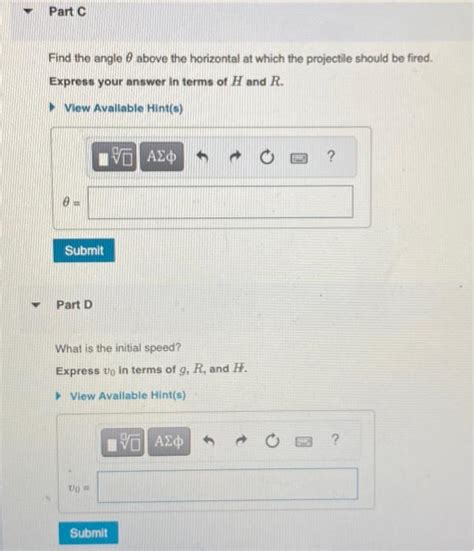 Solved A Projectile Is Fired With Speed V0 At An Angle θ