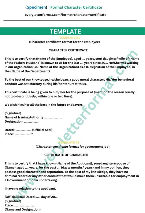 How To Write Format Character Certificate With Sample