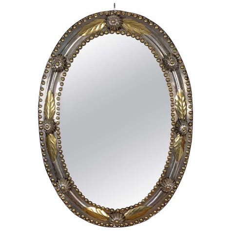 Brass Oval Mirror At 1stdibs