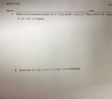 Solved What Is The Cartesian Product Of A And B Chegg