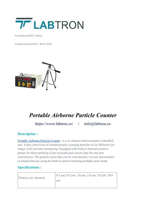 ppt portable airborne particle counter powerpoint presentation free