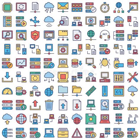 Database Server And Location Icons Set Every Icon Can Easily Modify Or Edit Stock Illustration