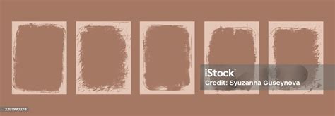 그런 지 공예 갈색 프레임 세트 템플릿 포스터와 배너를 위한 거친 가장자리가 있는 아크릴 페인트 테두리 레트로 에코 파스텔 질감