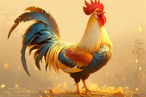 자랑스럽게 서있는 다채로운 수탉 일러스트 무료 다운로드 Lovepik