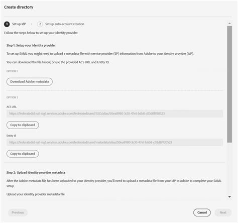 create a directory for saml based identity providers