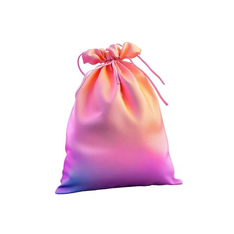 Gradient Pink And Purple Satin Drawstring Pouch Mockup Premium Ai