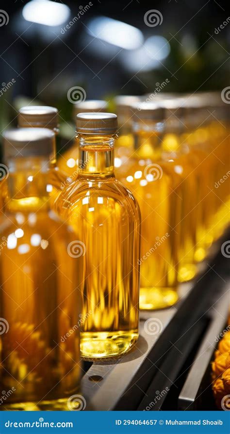 Production Line Fills Glass Bottles With Vibrant Apple And Pineapple