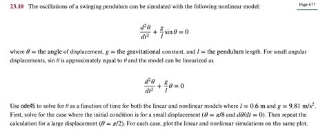 Solved 2310 The Oscillations Of A Swinging Pendulum Can Be