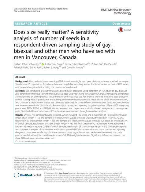 Pdf Does Size Really Matter A Sensitivity Analysis Of Number Of Seeds In A Respondent Driven