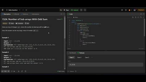 1524number Of Sub Arrays With Odd Sum Leetcode Sub Array Pre