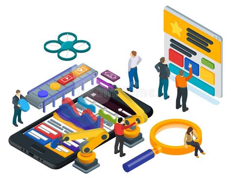 Bewegliche App Entwicklung Flaches 3d Isometrisches Mobile Ui Web