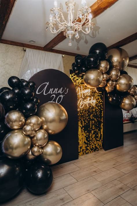 Black And Gold Balloon Decorations For Birthday Party