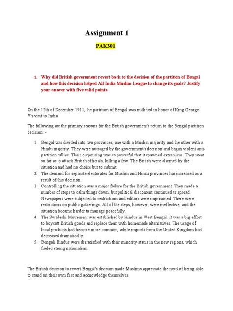 assignment pak301 pdf british raj mahatma gandhi