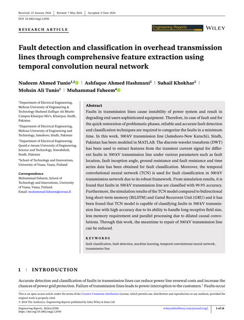 pdf fault detection and classification in overhead transmission lines