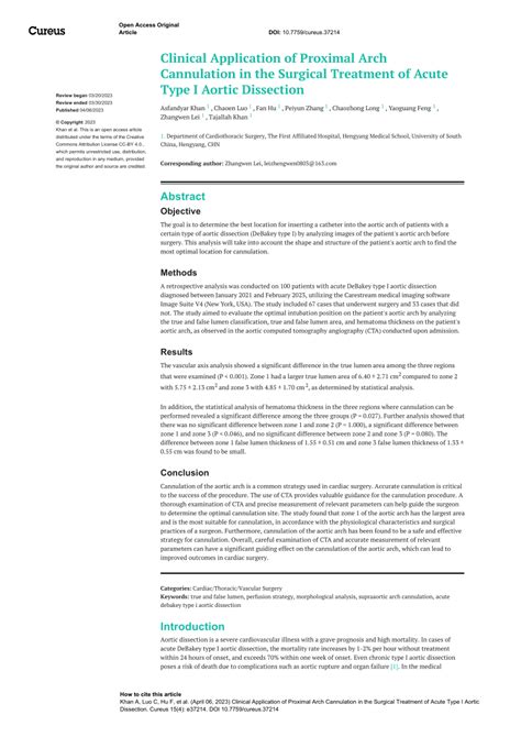 Pdf Clinical Application Of Proximal Arch Cannulation In The Surgical Treatment Of Acute Type