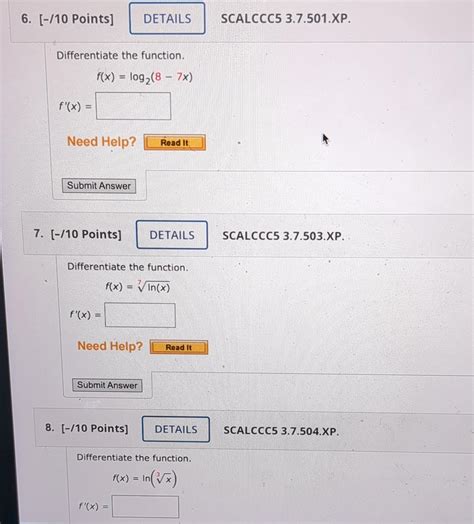 solved differentiate the function f x 9xln 3x −9x f′ x