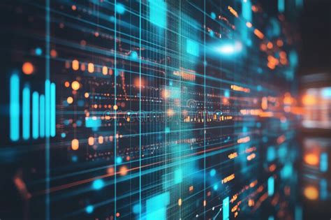 Digital Data Visualization With Glowing Lines And Grids Abstract Technology Background Stock