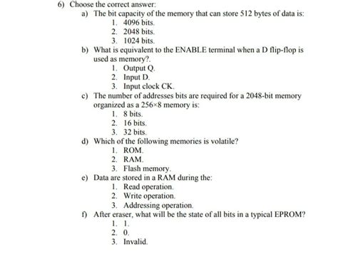 solved 6 choose the correct answer a the bit capacity of