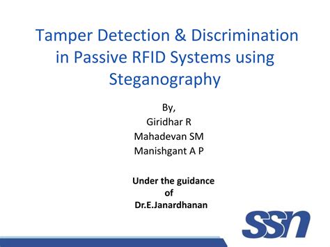 tamper detection and discrimination in passive rfid systems using steganography ppt