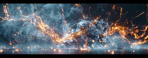 Electric Sparks Forming Dynamic Shapes In A Futuristic Environment Premium Ai Generated Image