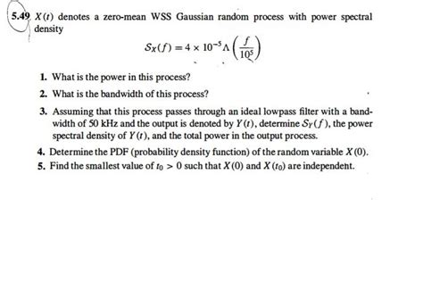 solved x t denotes a zero mean wss gaussian random process