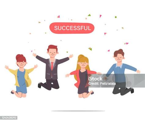 행복 점프 사무실 노동자 성공적인 평면 벡터 그림 쾌활 한 기업 직원 만화 캐릭터 세트입니다 남자에 대한 스톡 벡터 아트 및 기타 이미지 Istock