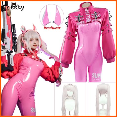Nikke Alice Cosplay Costume Anime Alice Bodysuit Coat Wig Cosplay Latex