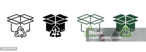 에코 재활용 박스 라인과 실루엣 아이콘 색상 세트 생태 자연 재활용 패키지 바이오 유기농 골판지 팩 배달 기호 흰색 배경에