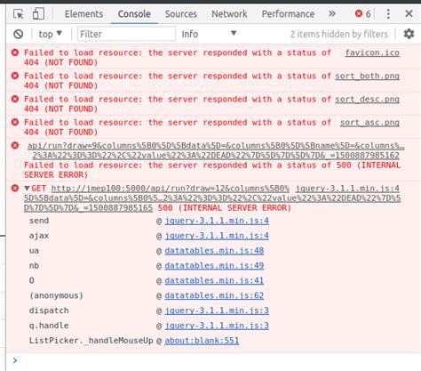Sorting Issues Datatables Warning Table Idruns Ajax Error · Issue 70 · Chovanecm
