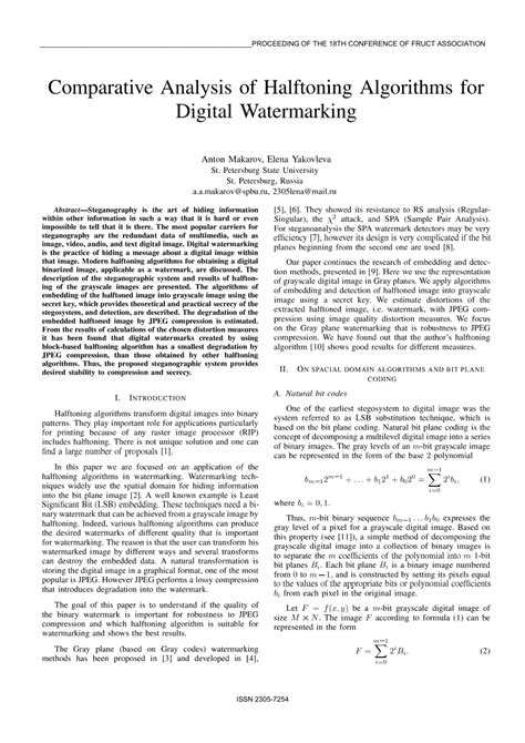 Pdf Comparative Analysis Of Halftoning Algorithms For Digital Watermarking