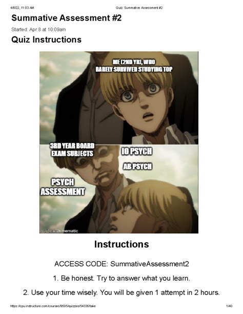 Quiz Summative Assessment TOP Finals Summative Assessment Started Apr At Am Quiz