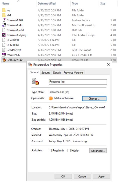 solved re how to add version information to a intel fortran exe in