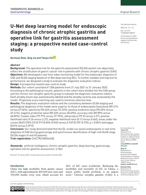 Pdf U Net Deep Learning Model For Endoscopic Diagnosis Of Chronic