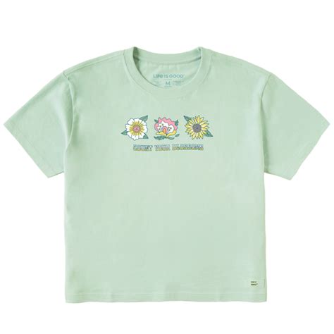 Womens Groovy Flower Trio Boxy Crusher Tee Life Is Good® Official Site
