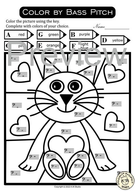 Valentine`s Day Music Color By Code Pages Notes Symbols Dynamics Treble And Bass Basic Music