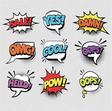 Premium Vector | Comic speech bubbles pop art vector in the halftone style set