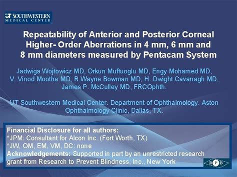 Repeatability Of Anterior And Posterior Corneal Higher Order