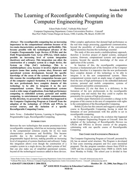 Pdf The Reconfigurable Computing Applied To The Learning In The Computer Engineering Program