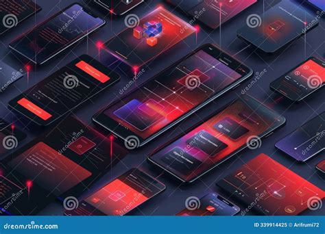 Smartphone Mobile App Interface Mockup With Ui Active Blocks And