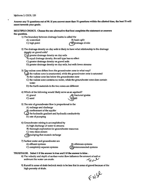 Midterm Exam 3 With Answer Key Environmental Geology Geol 120