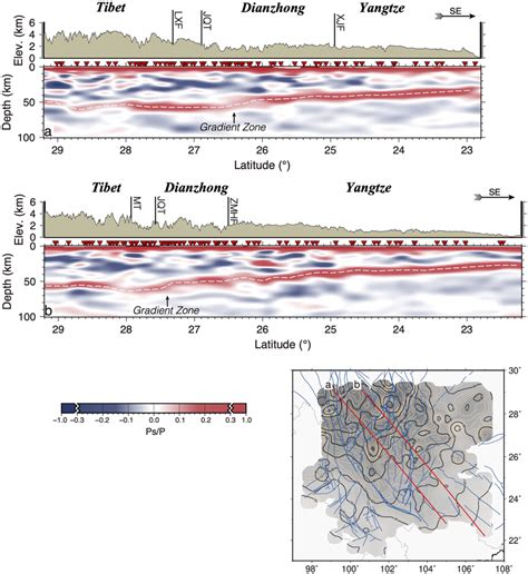 Cross Sections Of Ccp Stacking Images With Topography Along Two