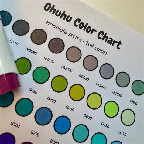 Ohuhu Honolulu Color Swatch Chart 104 Colors Etsy