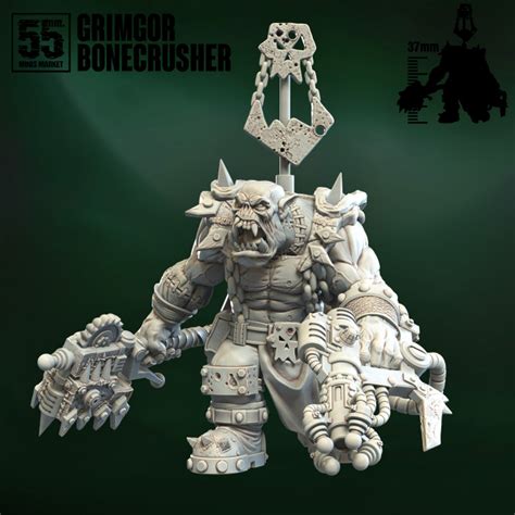 3d Printable Grimgor Bonecrusher By 55mm