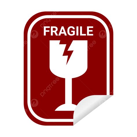 Fragile Packaging Symbol Red Sticker Vector Sticker Clipart Fragile