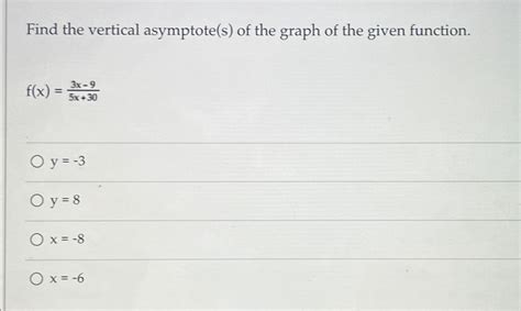 Solved Find The Vertical Asymptote S ﻿of The Graph Of The